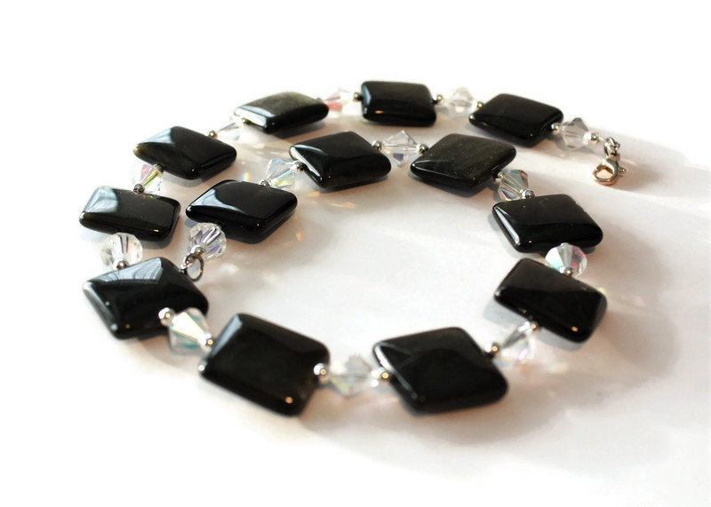 Obsidian and Crystal Necklace